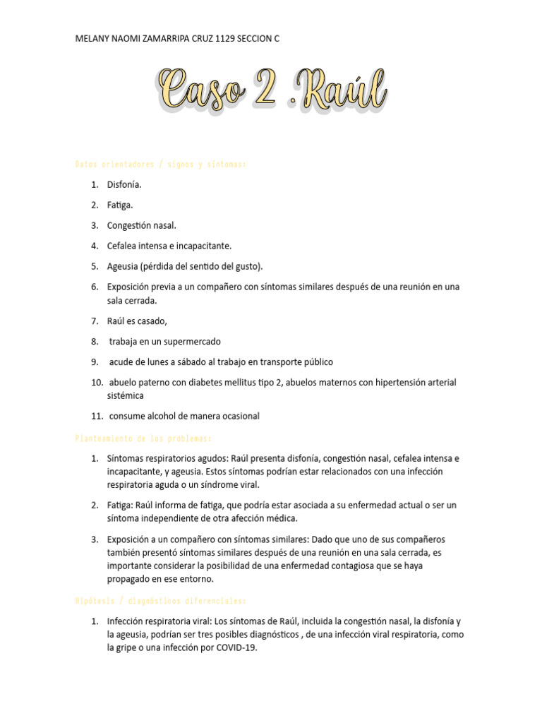 Caso 2 Raul | PDF | Dolor de cabeza | Migraña