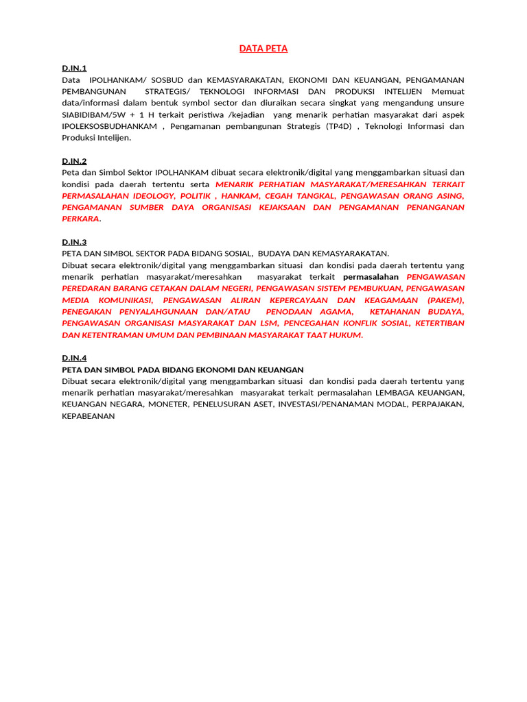 Data Peta Dan Simbol Sektor Peta Intelijen 2019 | PDF