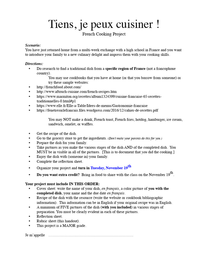 Project - French Cooking 2024 JMS | PDF | Recipe | Cookbooks