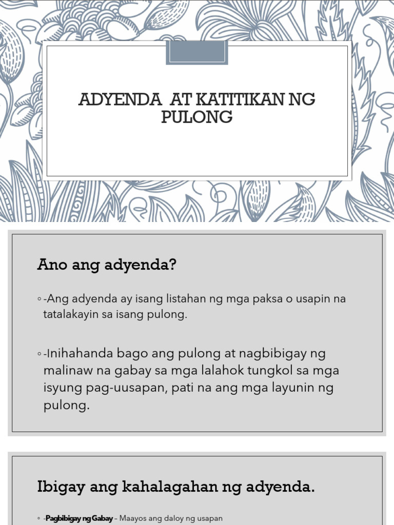 Adyenda at Katitikan NG Pulong | PDF