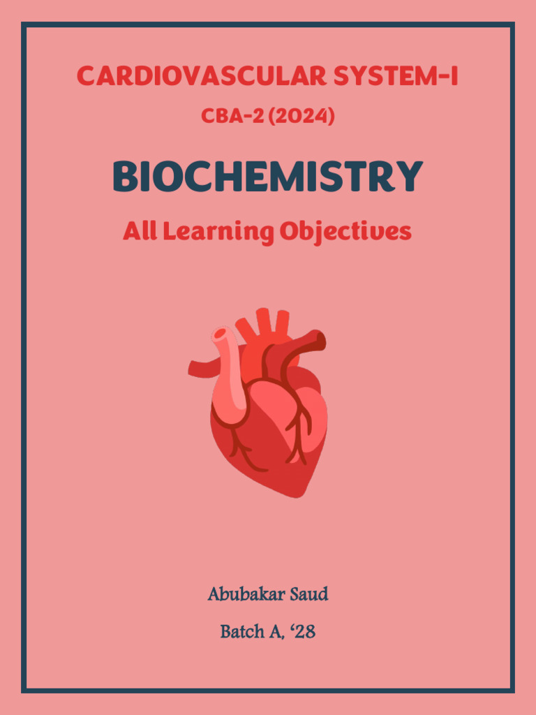 (2024 CVS-I) Learning Objectives - Biochemistry | PDF | Lipoprotein ...