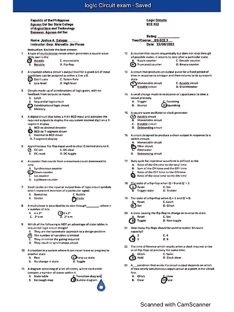BSECE 3 - Galagar_ECE 322Final-term Exam | PDF