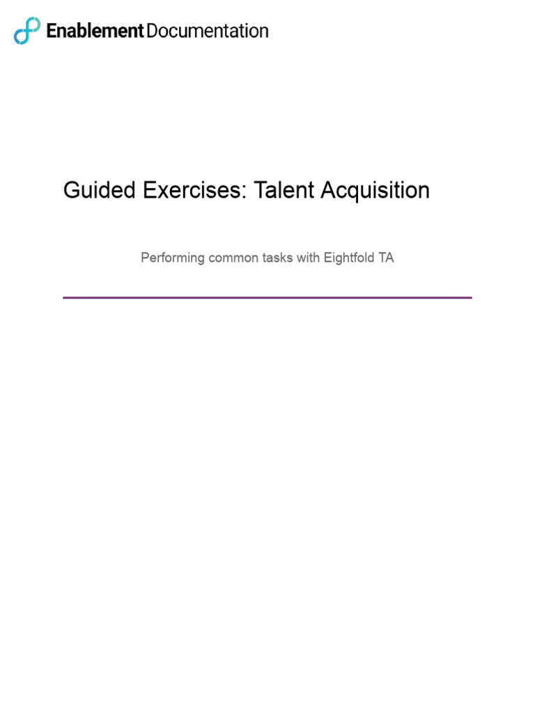 Eightfold TA User Guide: Exercises | PDF | Linked In | Menu (Computing)