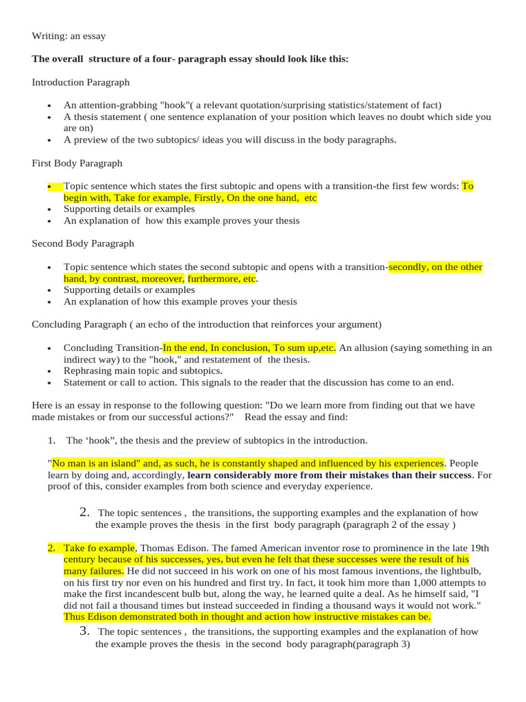 Writing an essay, lesson plan | PDF | Essays | Thomas Edison