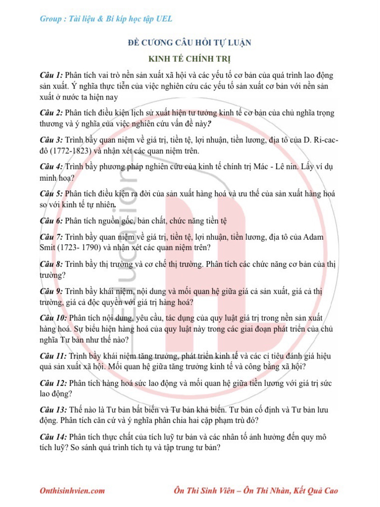 TỰ-LUẬN-LÝ-THUYẾT-KTCT | PDF