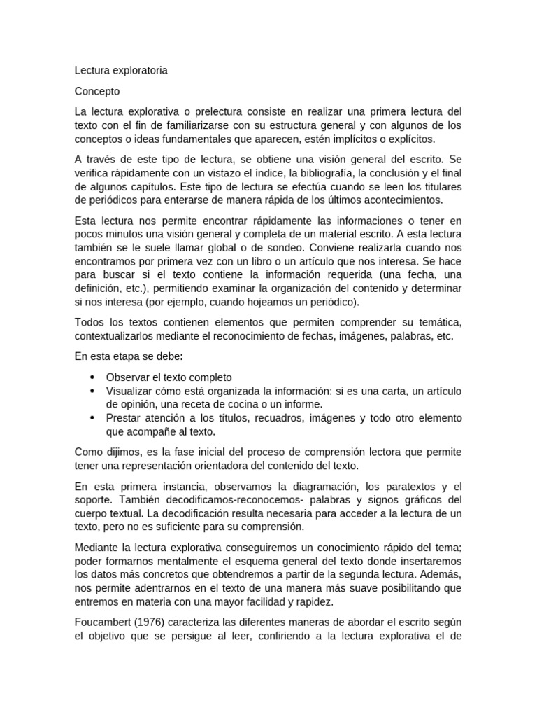 Concepto y beneficios de la lectura exploratoria | PDF | Aprendizaje ...