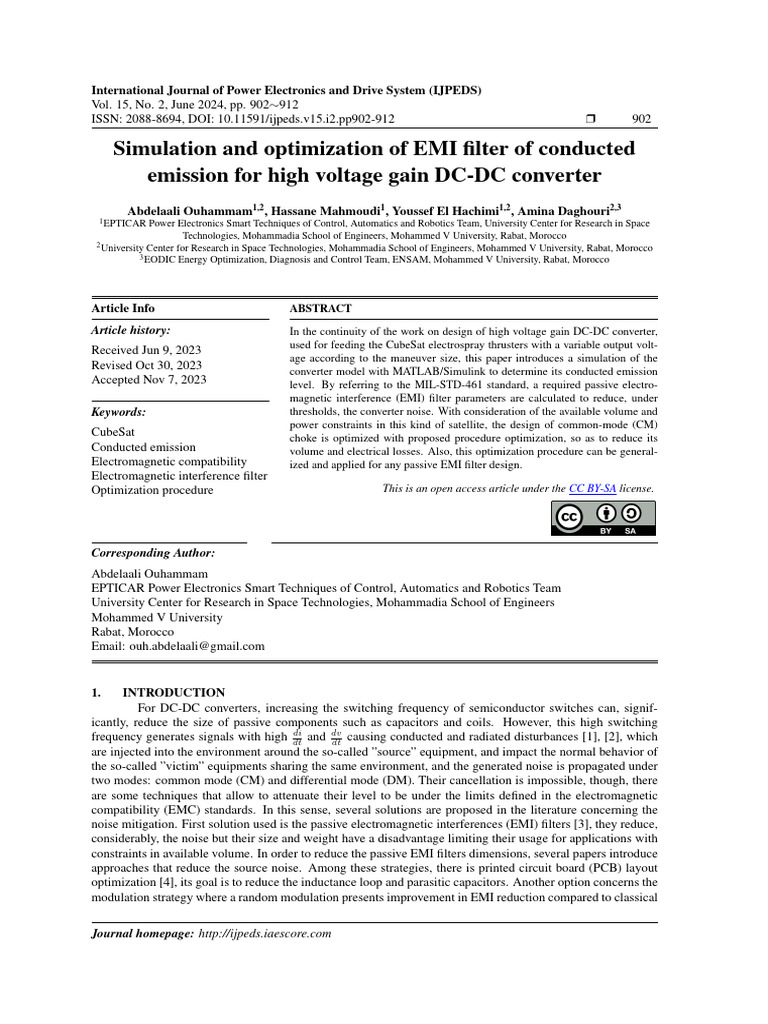 Simulation and optimization of EMI filter of conducted emission for ...