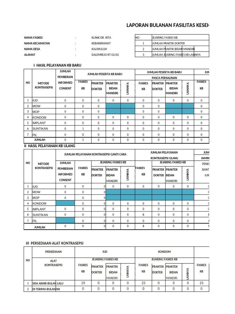 Laporan Rutin Klinik Kb Dr Rita w Oktober Thn 2024) - - Copy | PDF