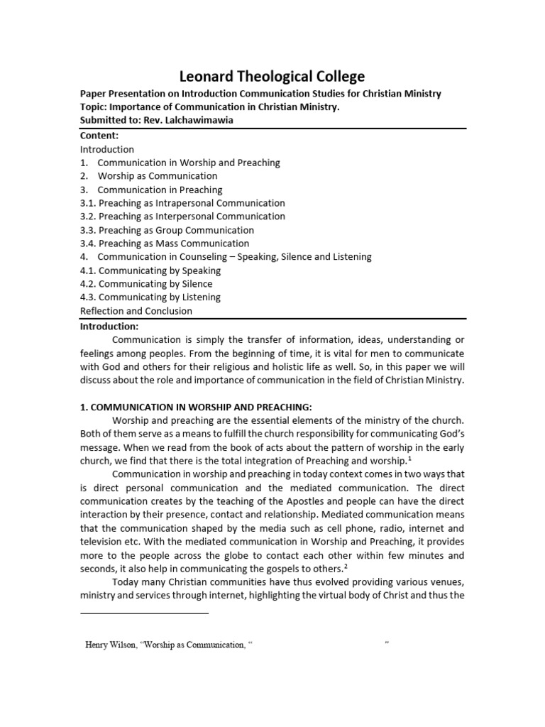 Importance of Communication in Ministry | PDF | Sermon | Communication