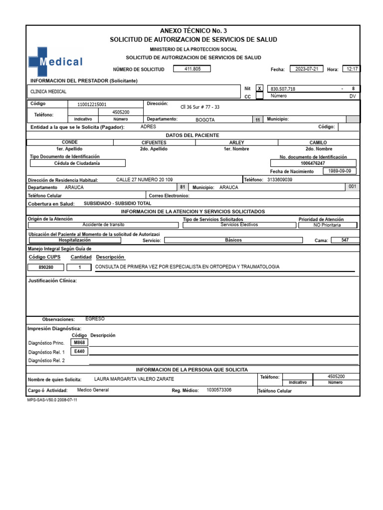 Accp. Anexo 3 Medical | PDF | Programas sociales | Documento de identidad