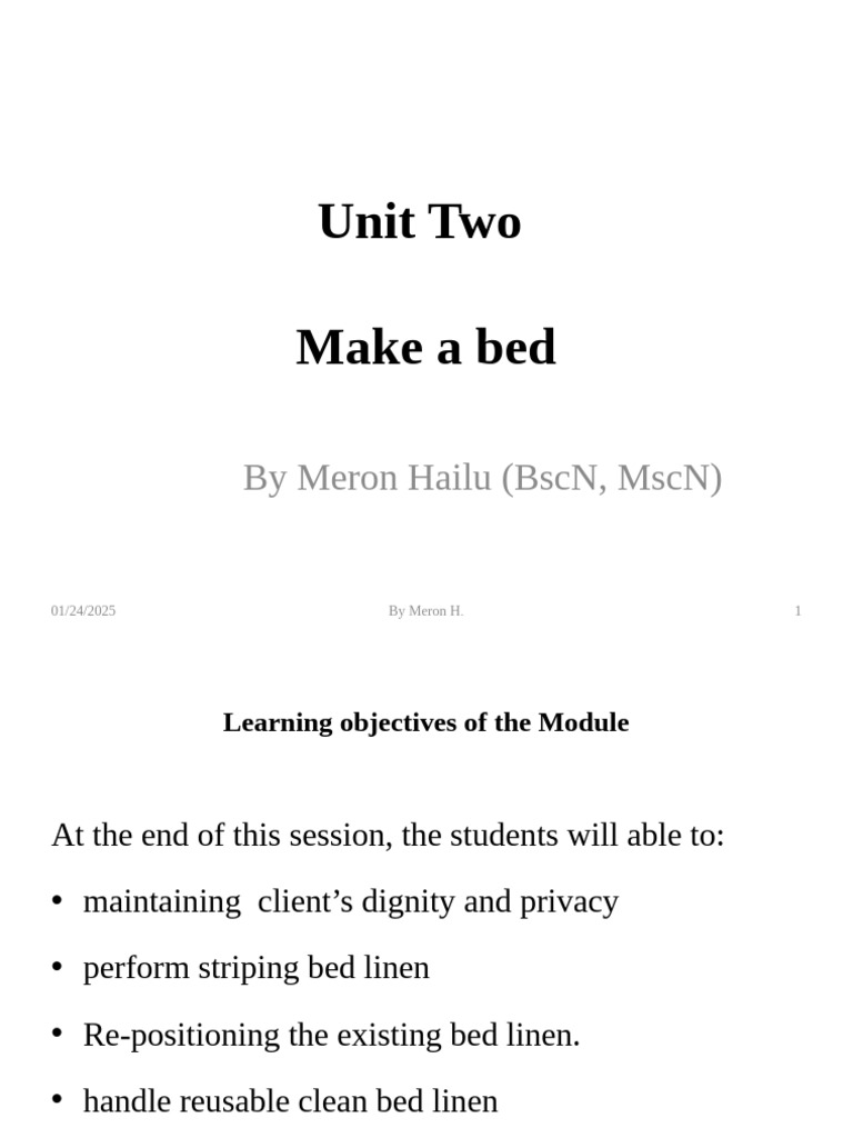 Unit Two-Make A Bed | PDF | Bed | Bedding