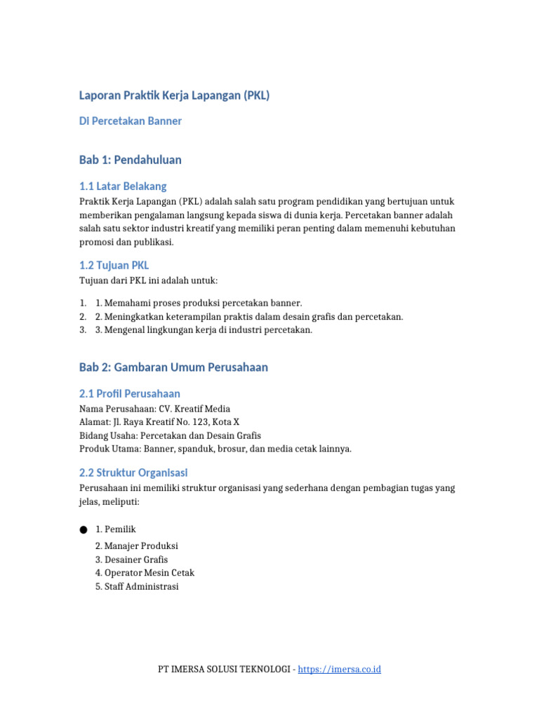 Laporan PKL di Percetakan Banner | PDF