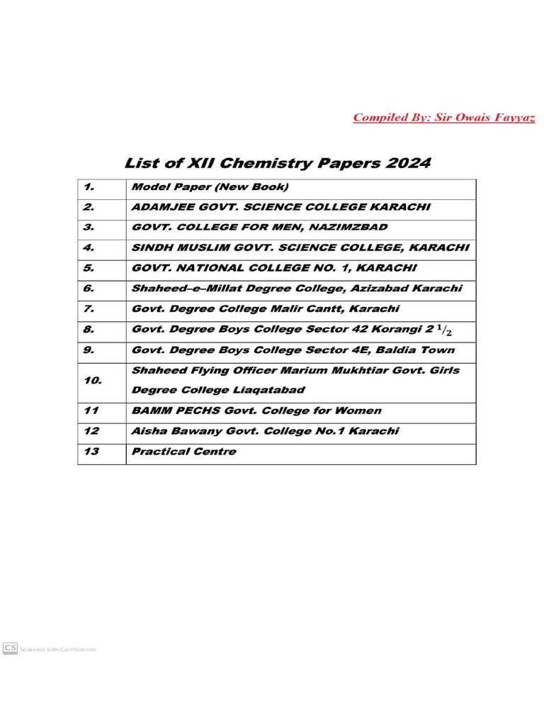XII Compiled Chemistry Papers 2024 | PDF