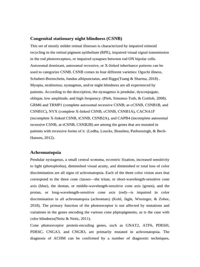 Congenital Stationary Night Blindness.n | PDF | Vision | Diseases And ...