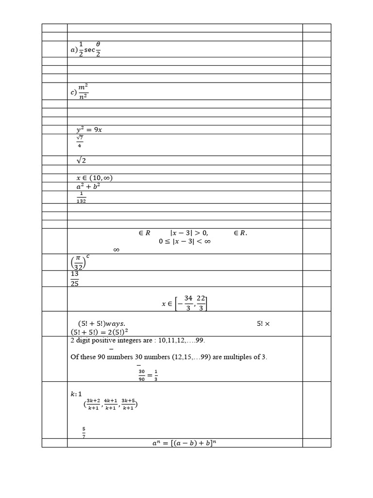 Class 11 Maths Answer Key PDF | PDF