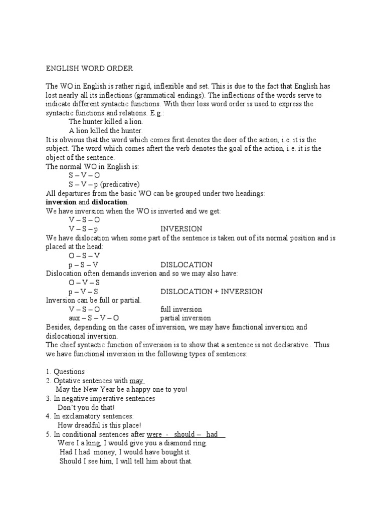 English Word Order Explained | PDF