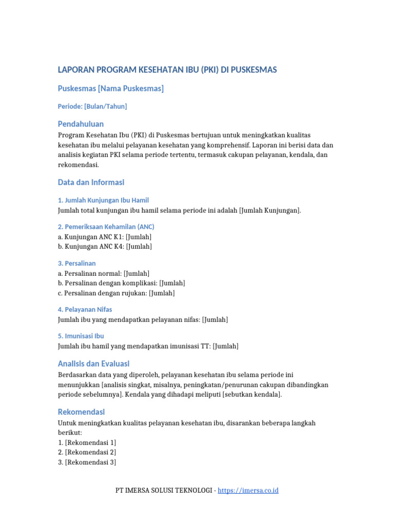 Contoh Laporan Pki di Puskesmas | PDF