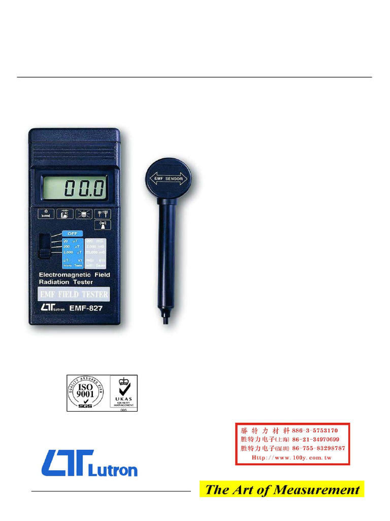 Gaussimetro (LUTRON-EMF-827) | PDF | Electromagnetism | Electrical Engineering