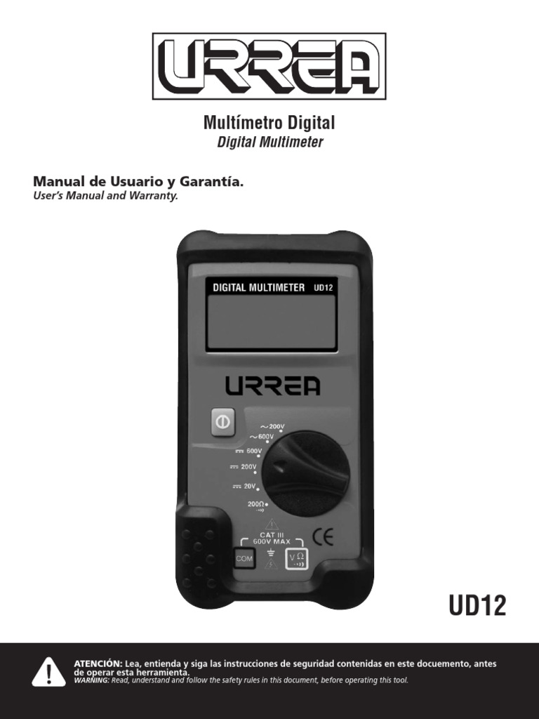 URREA UD12-Multímetro Manual de Uso | PDF | Ingenieria Eléctrica | Red eléctrica