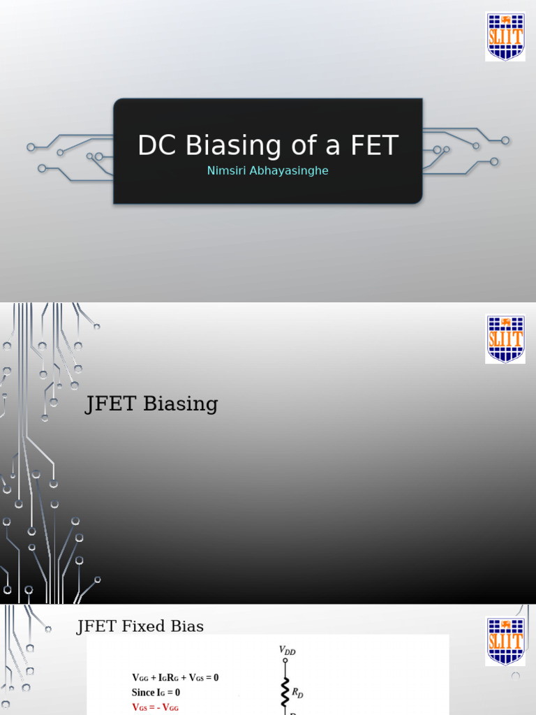 Lecture 07 - FET DC Biasing | PDF | Field Effect Transistor ...