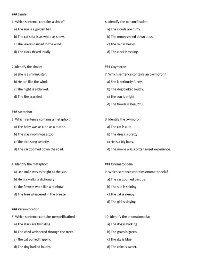 Figurative Language Identify | PDF