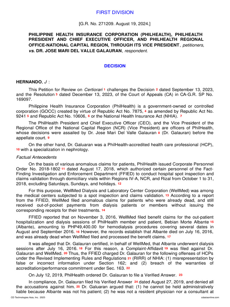 Philippine Health Insurance Corp. v. Galauran | PDF | Nursing | Midwife