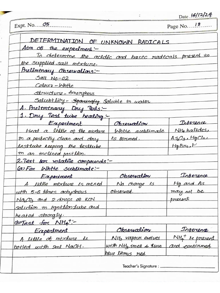 Inorganic Practical Salt No 2 | PDF
