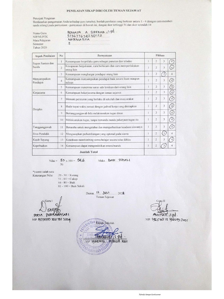 Laporan Umpan Balik Teman Sejawat | PDF