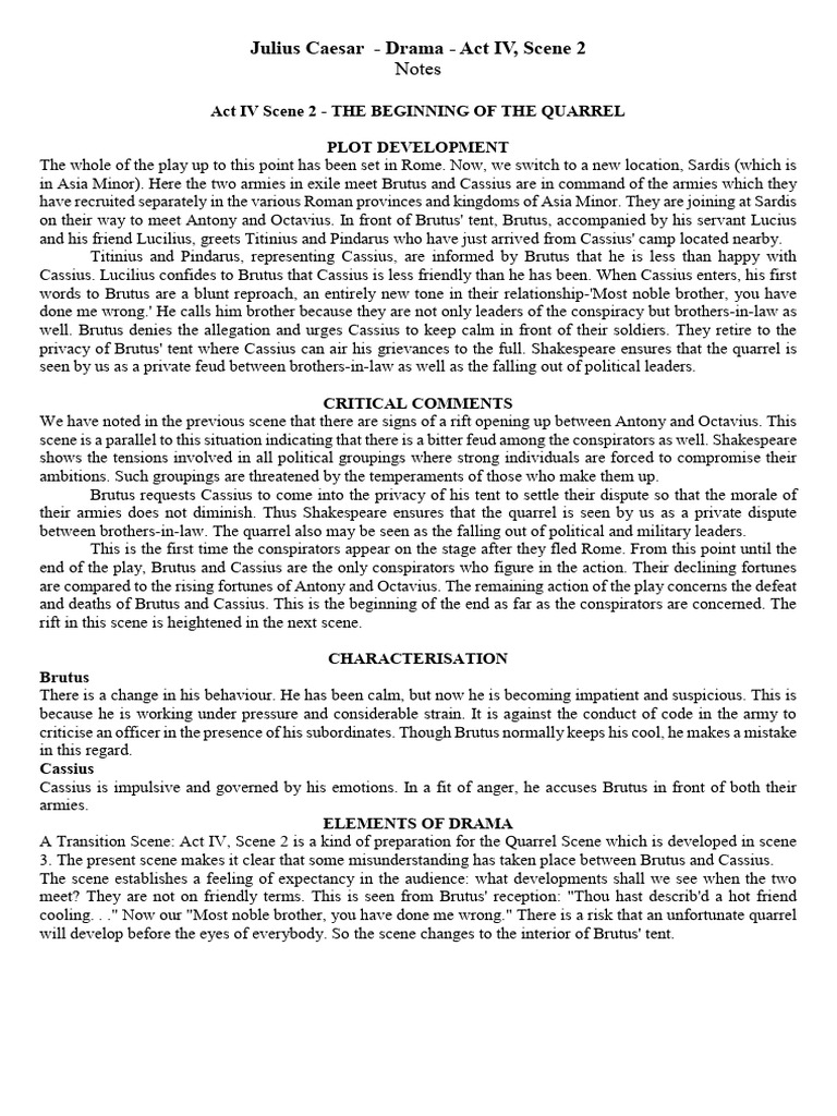Notes - Julius Caesar - Act - IV - Scene - 2 | PDF | Mark Antony | Augustus
