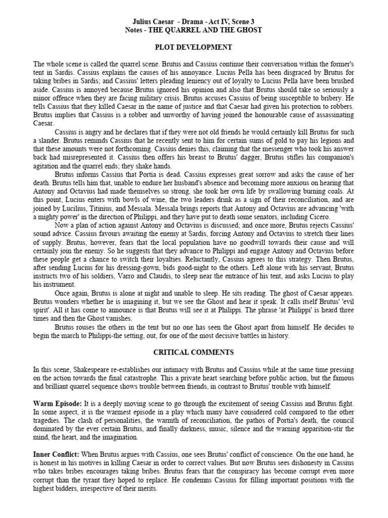Notes - Julius Caesar - Act - IV - Scene - 3 | PDF | Mark Antony | Augustus