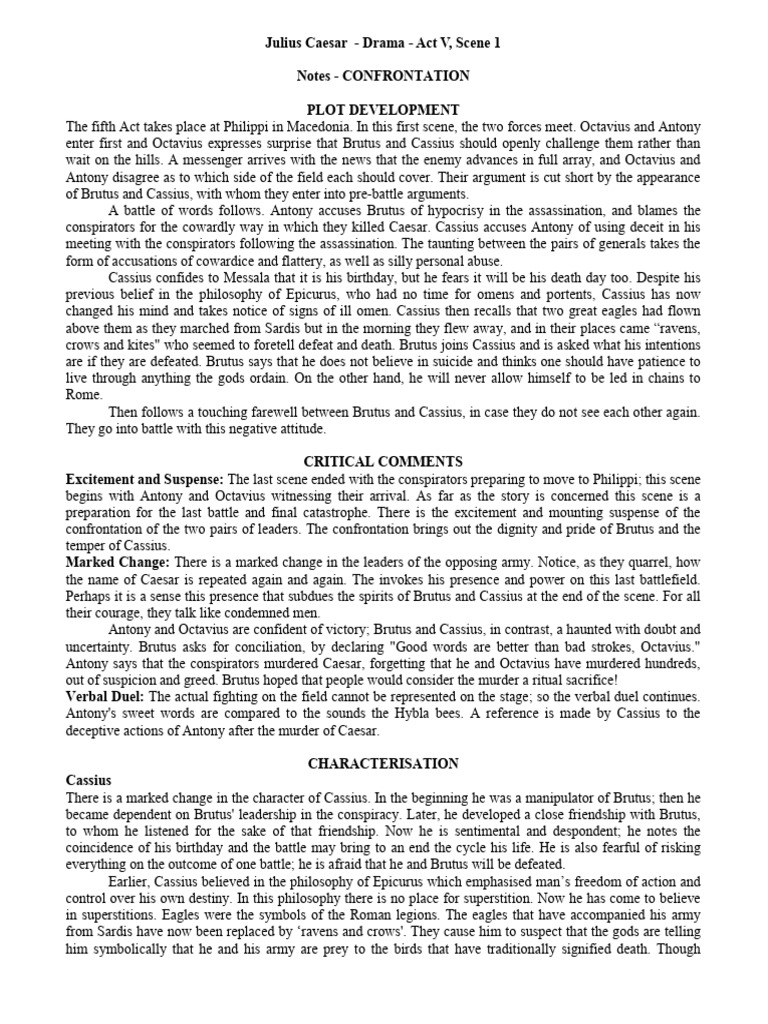 Notes - Julius Caesar - Act - V - Scene - 1 | PDF | Mark Antony | Augustus