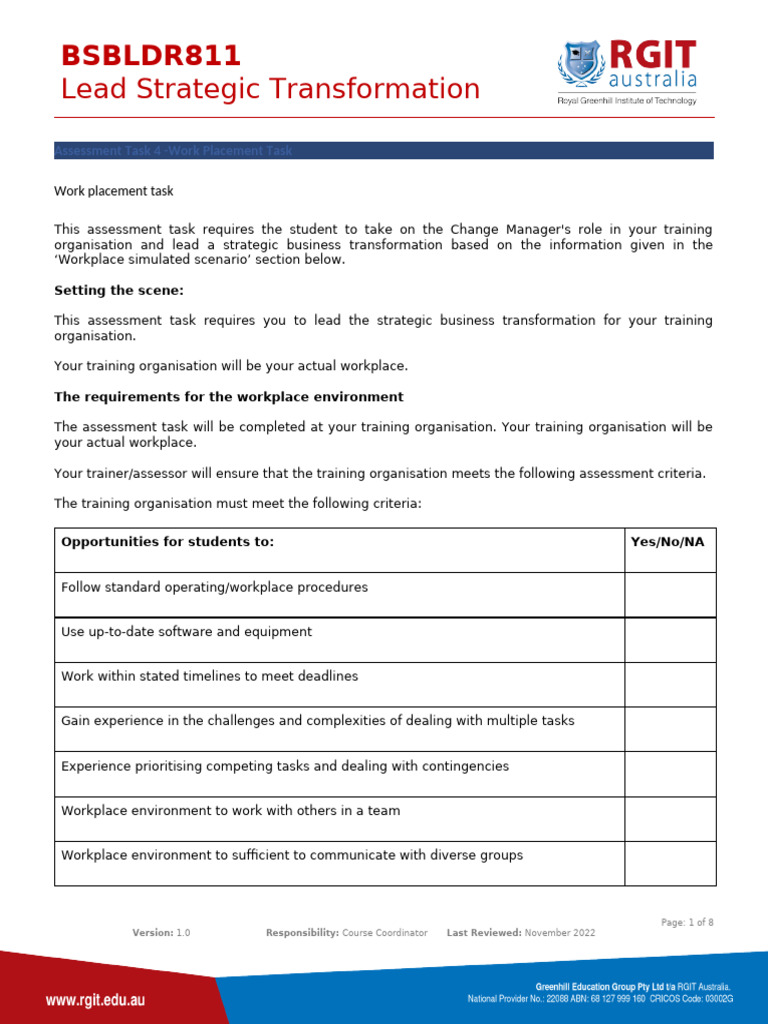 Assessment 4 - TEMP Work Placement Task | PDF | Educational Technology ...