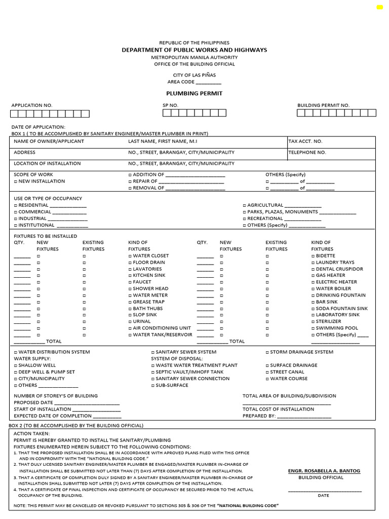 Plumbing Permit | PDF | Plumbing | Hydraulic Engineering