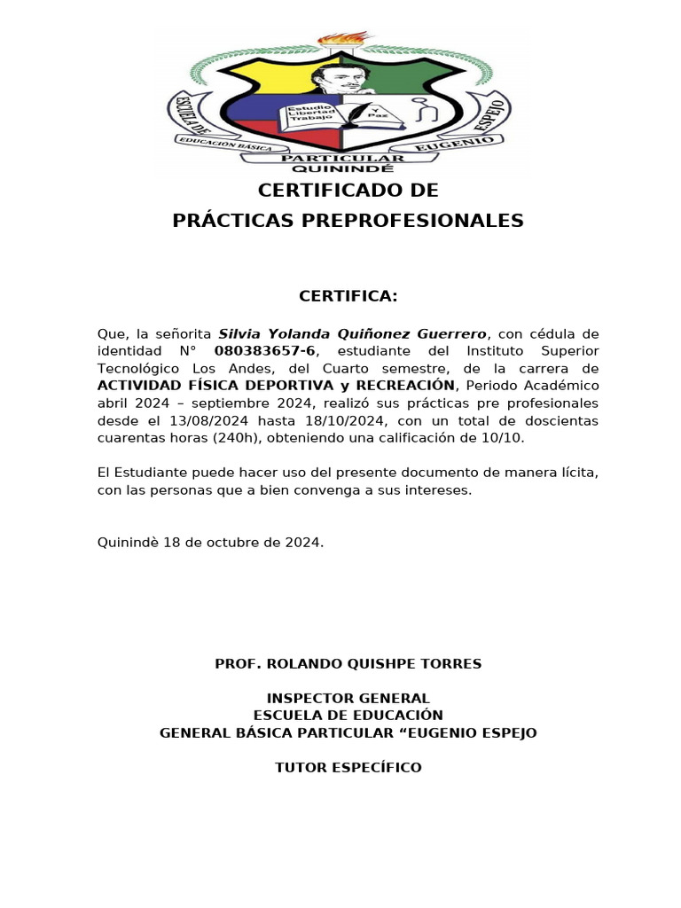 Certificado Silvia | PDF