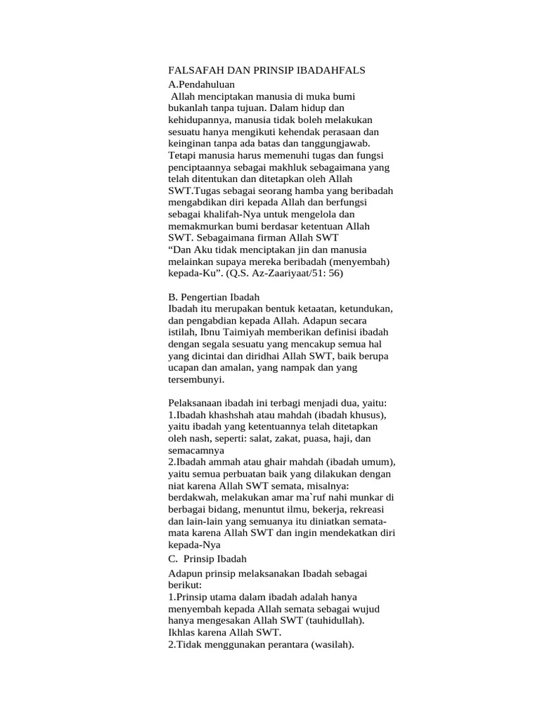 Falsafah Dan Prinsip Ibadahfals | PDF