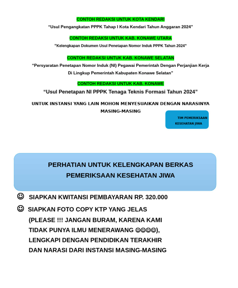 Contoh Redaksi Usul PPPK 2024 | PDF