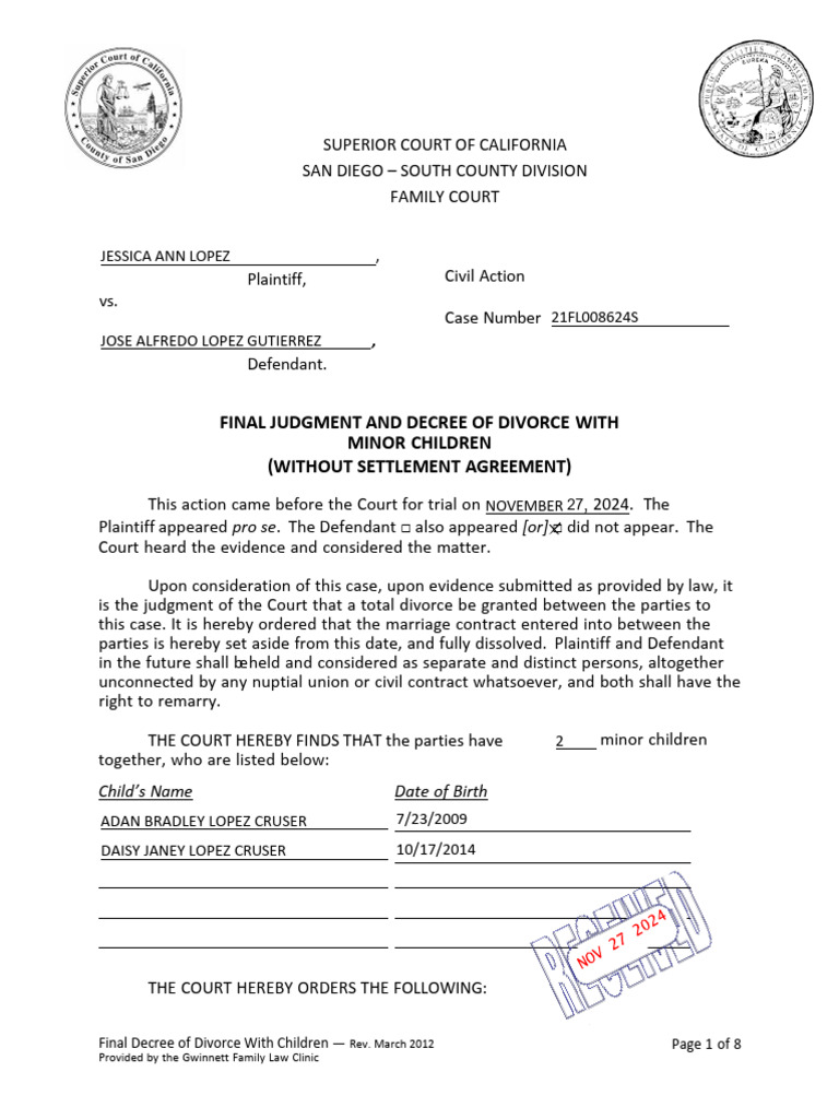 Decree of Divorce Final | PDF | Alimony | Refinancing