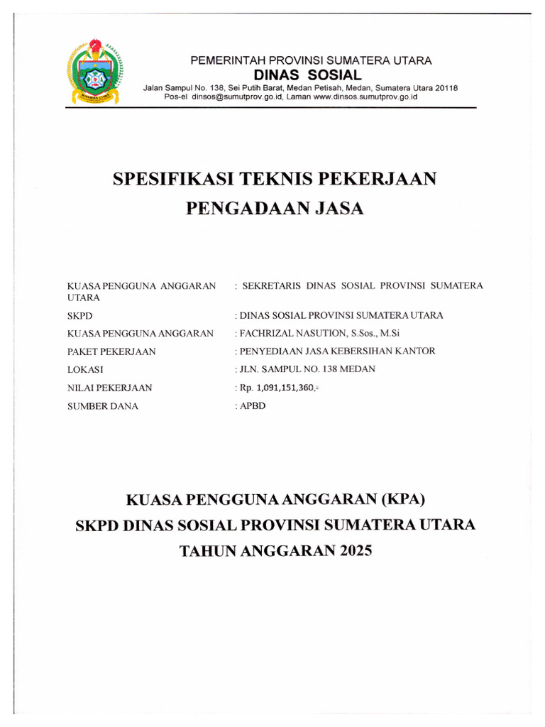 SPEK KEBERSIHAN 2025 | PDF