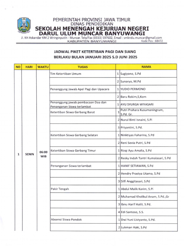 JADWAL PIKET KETERTIBAN 202509012025091359 | PDF