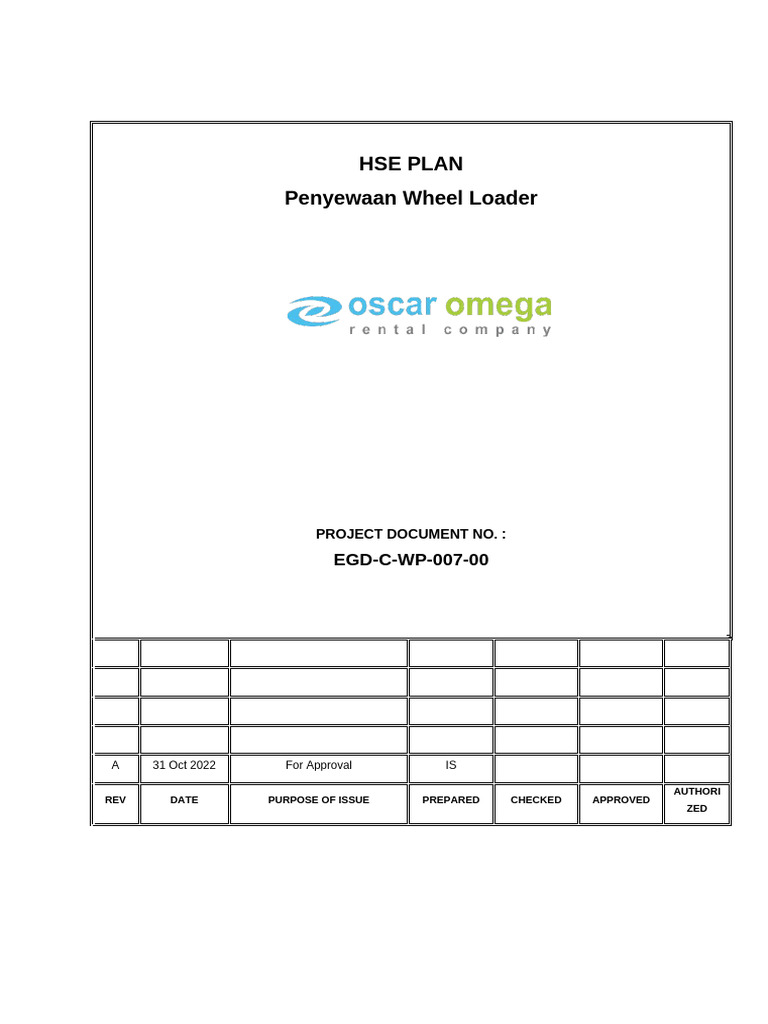 EGD-C-WP-007-00 - HSE Plan and Procedure | PDF | Occupational Safety ...