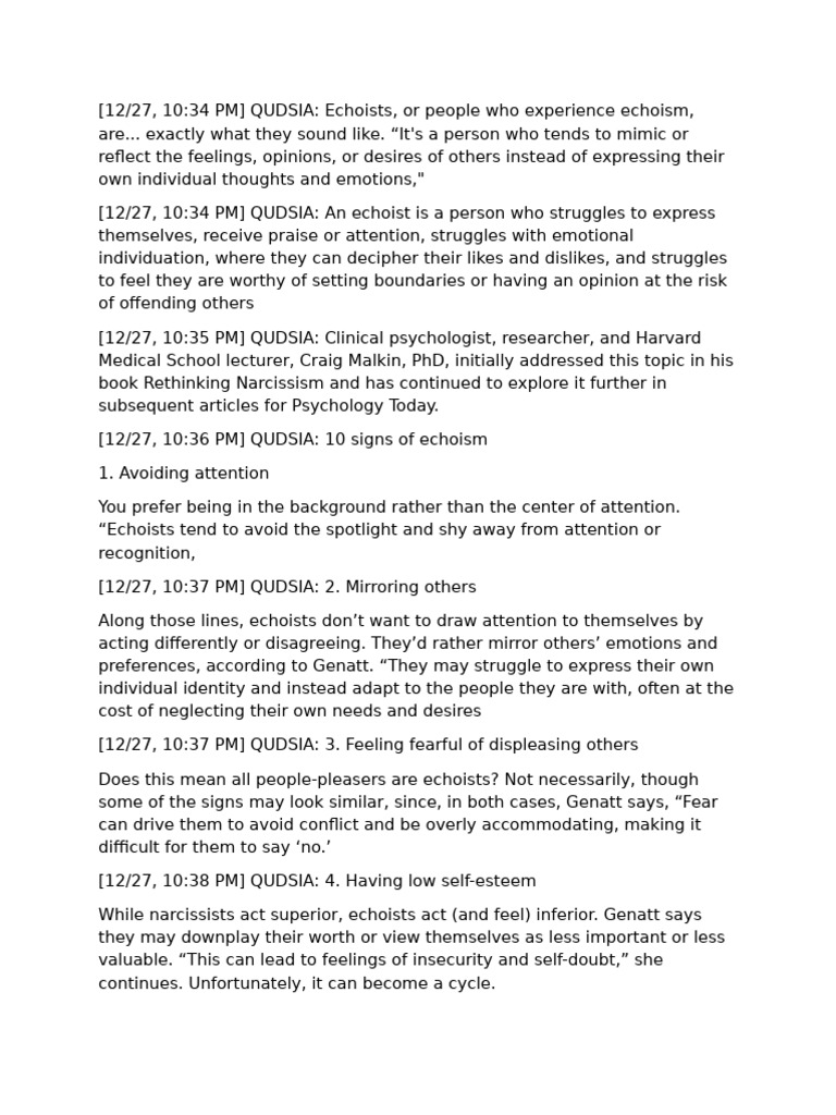 echoism | PDF | Narcissism | Empathy