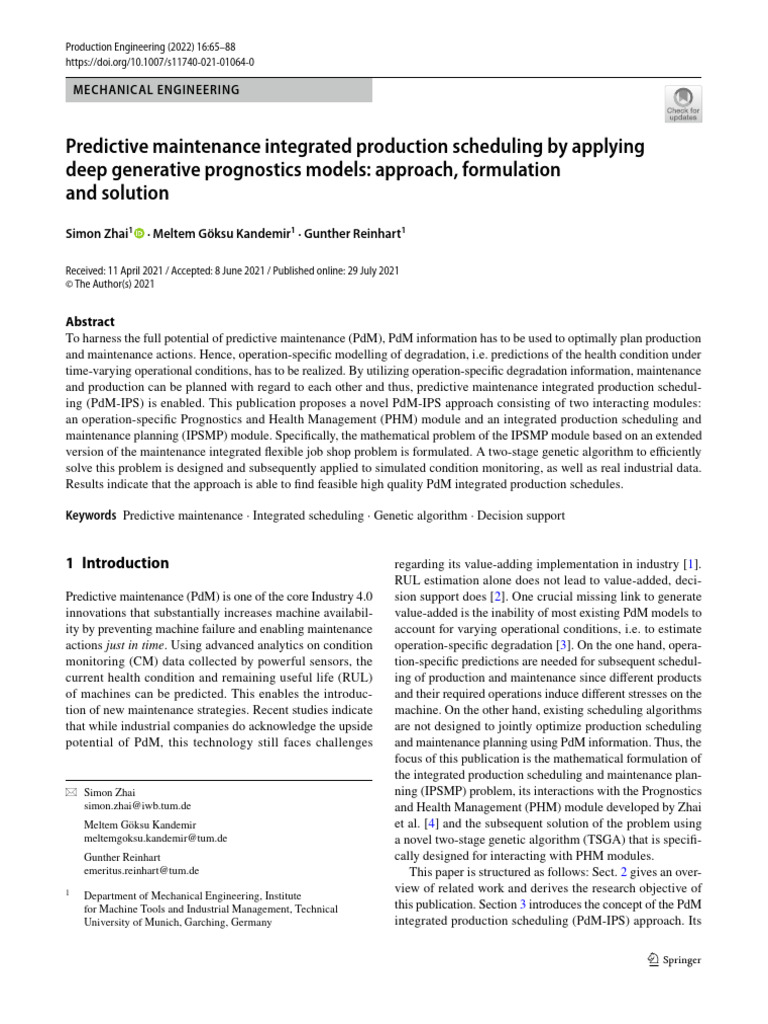 Predictive Maintenance Integrated Production Scheduling By Applying Deep Generative Prognostics