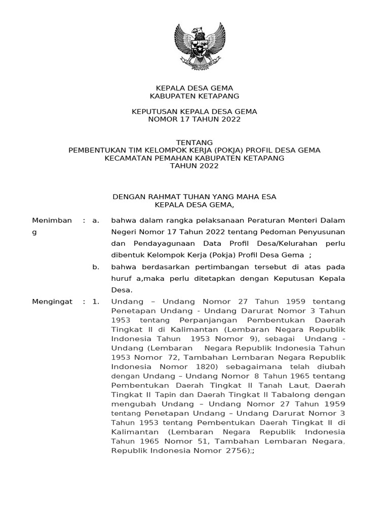 Sk-kades-pokja-profil Contoh SK Pokja (1) | PDF