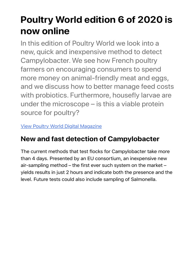Poultry World 2020: Innovations & Insights | PDF | Nutrition | Diet ...