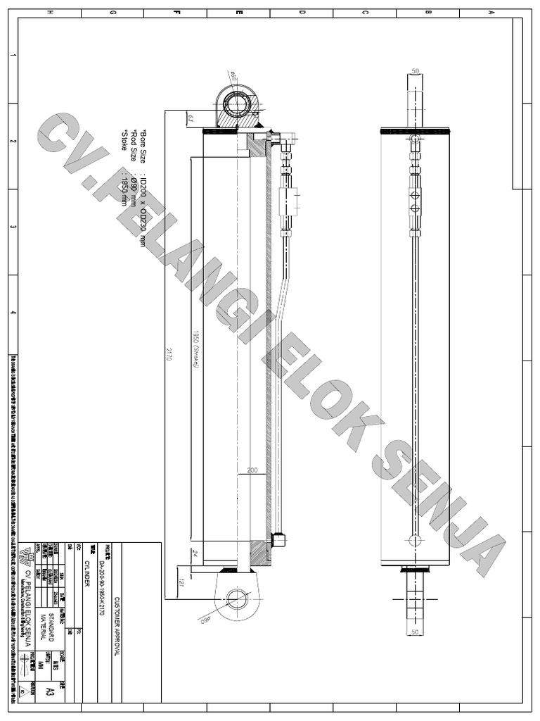 Cylinder DA200-90-1950-2170 For Approval | PDF