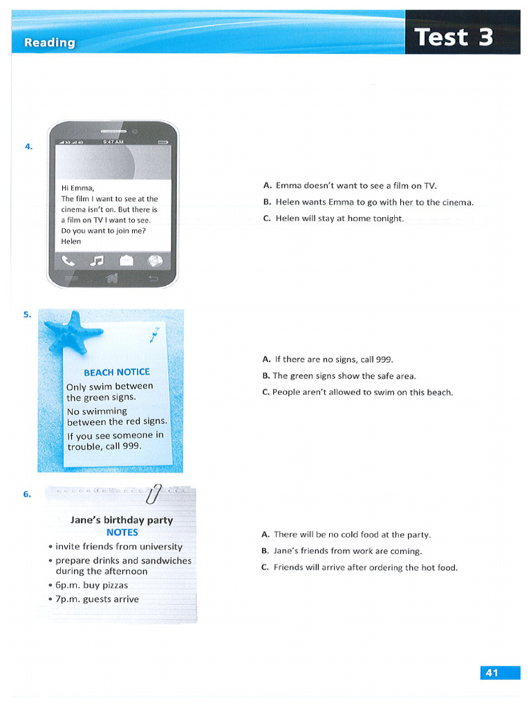 Test 3 Succeed KET-reading Writing | PDF