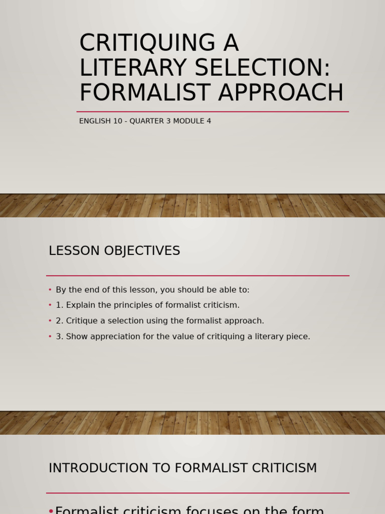 Formalist Criticism Presentation | PDF | Plot (Narrative) | Poetry