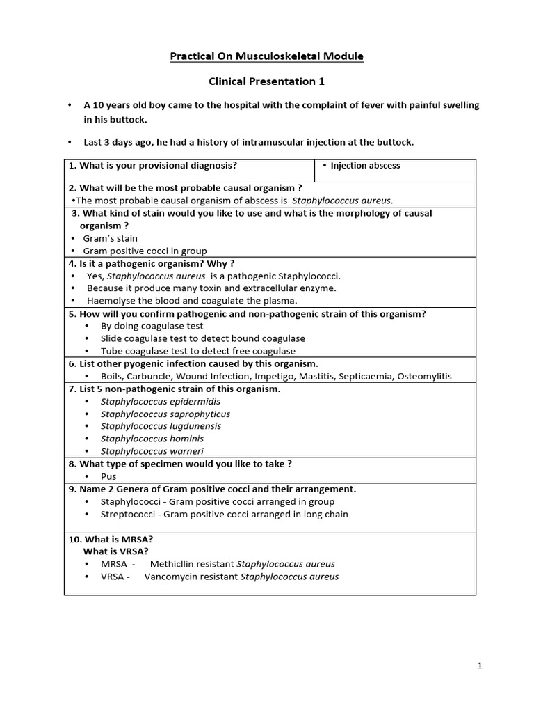 Practical On Musculoskeletal Module | PDF | Staphylococcus | Virus