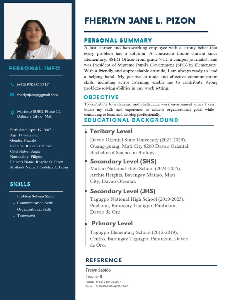 Blue Simple Professional CV Resume | PDF | Intelligence | Behavior Modification