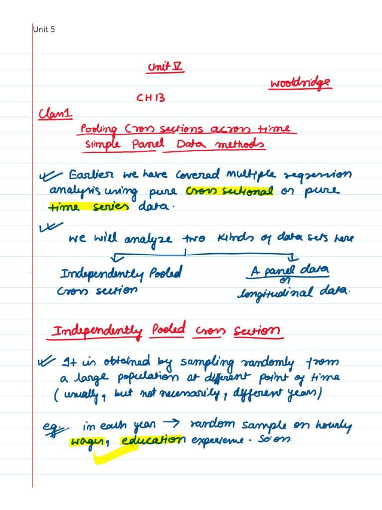 Sem5. Advanced Econometrics.. Unit 5 | PDF